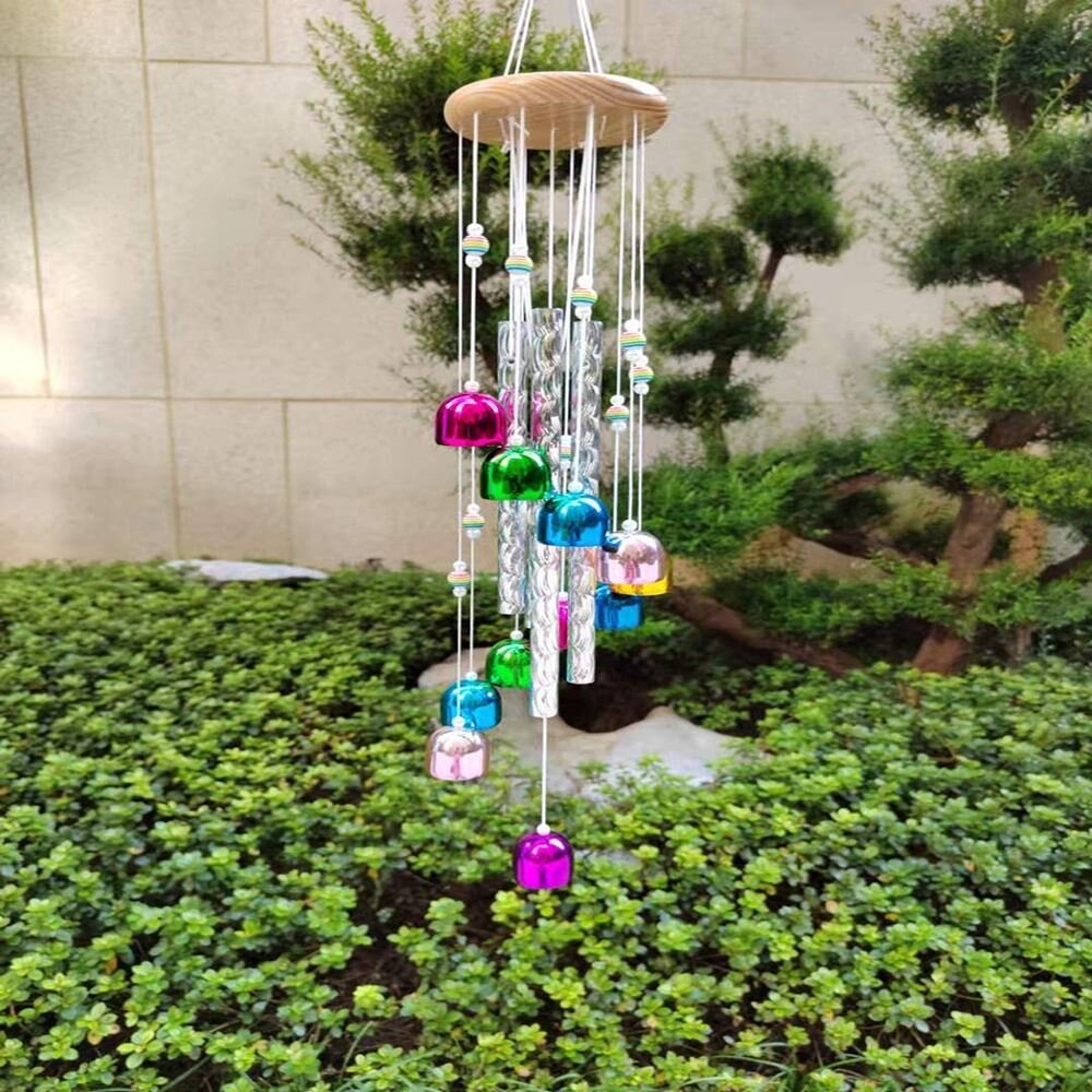 【Fan'】Colorful Lucky Charm Wind Chimes Positive Energy Outside with 4 ...