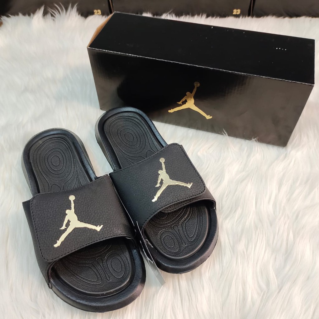 E-001 Air Jordan Hydro Black Gold Slipper Sandals | Shopee Philippines