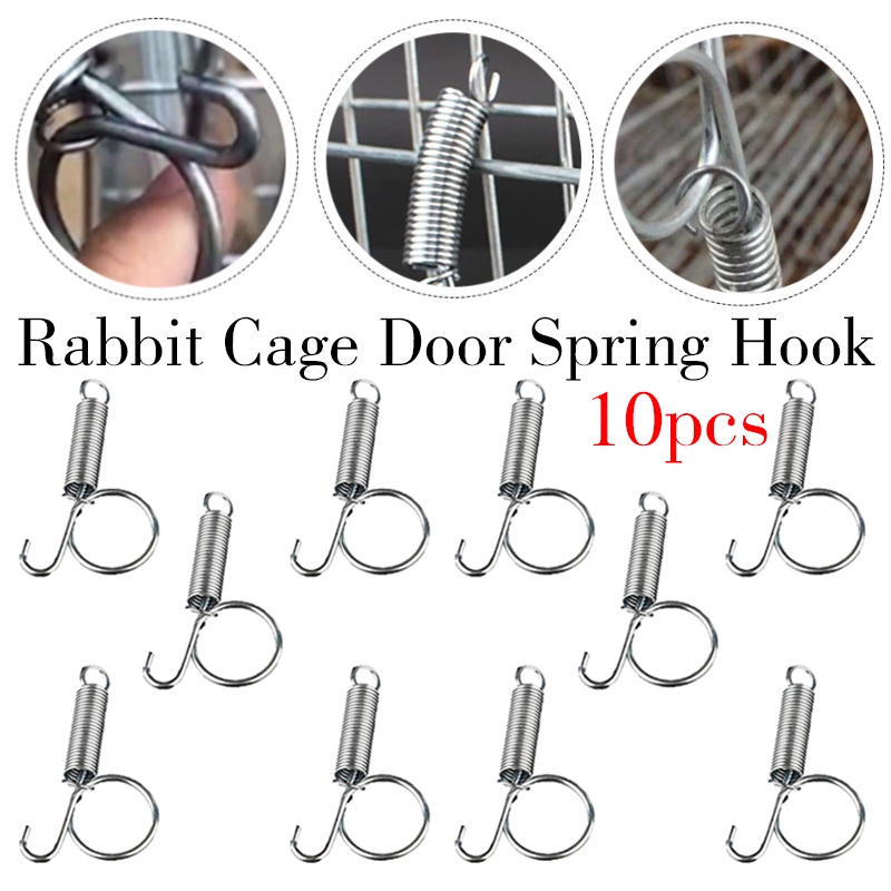 10PCS Multi-purpose Rabbit Cage Door Spring Hook Bird Cage Utensil ...