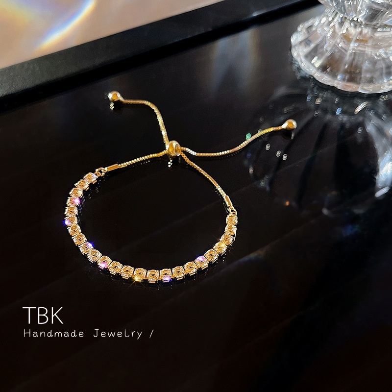 TBK 18K Gold Tennis Bracelet for Women Accessories Adjustable Bracelet ...