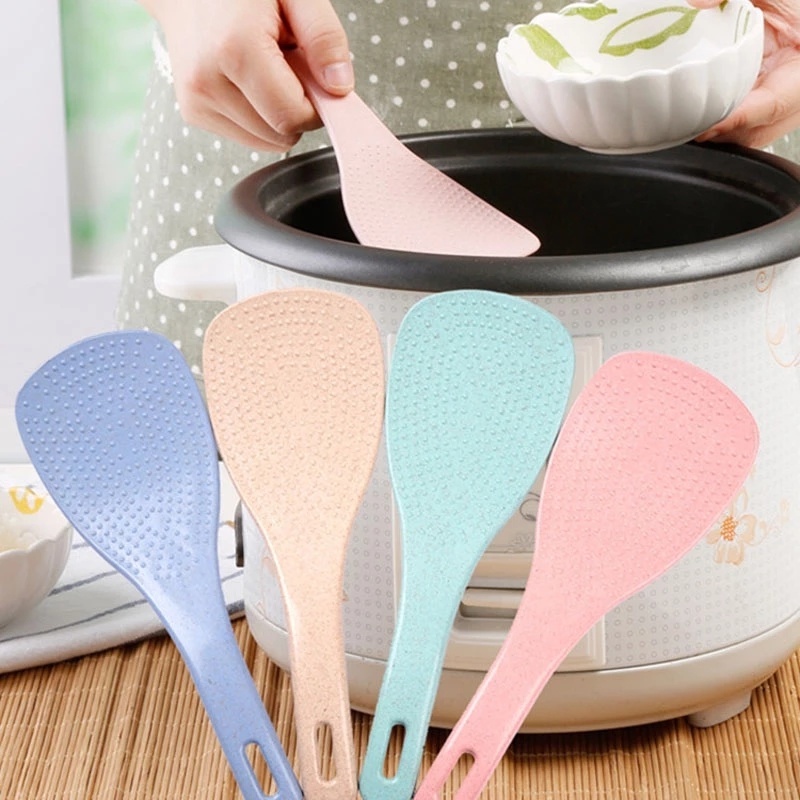 Multicolor Plastic Wheat Straw Non-stick Rice Spoon Tableware Spoons ...