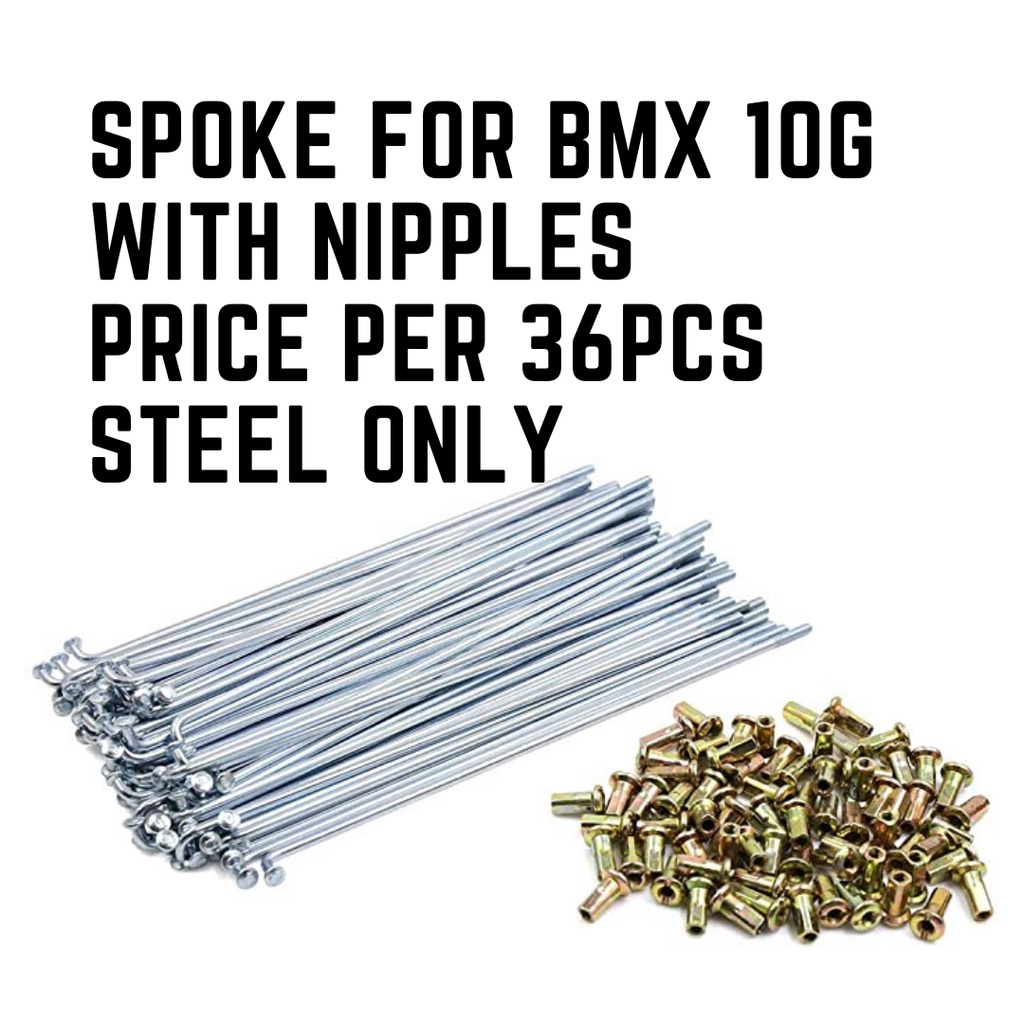 BMX Spokes Gauge 10 with Nipples – Heavy-Duty Bike Spokes for BMX Wheel ...