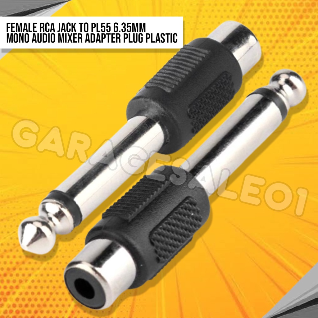 6.35mm MONO Jack Plug To RCA Socket Phono Sound Music Audio Adaptor ...