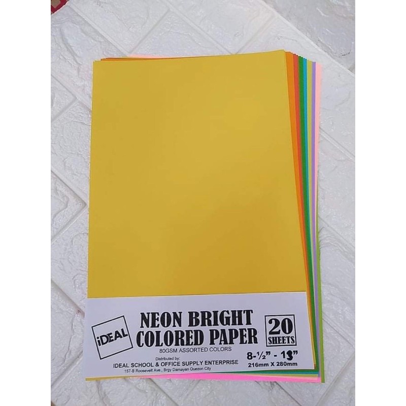 Colored Paper Neon Bright 20’s Sheets Assorted | Shopee Philippines