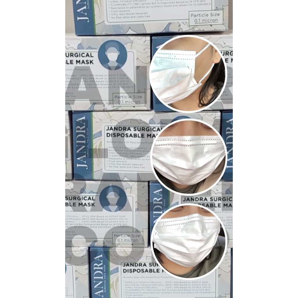JANDRA Surgical Mask 99% Filtration 3PLY (50's) White/Pink/Black ...