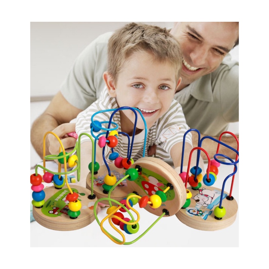 Wooden Roller Coaster Abacus Beads Maze Educational Montessori Kids ...