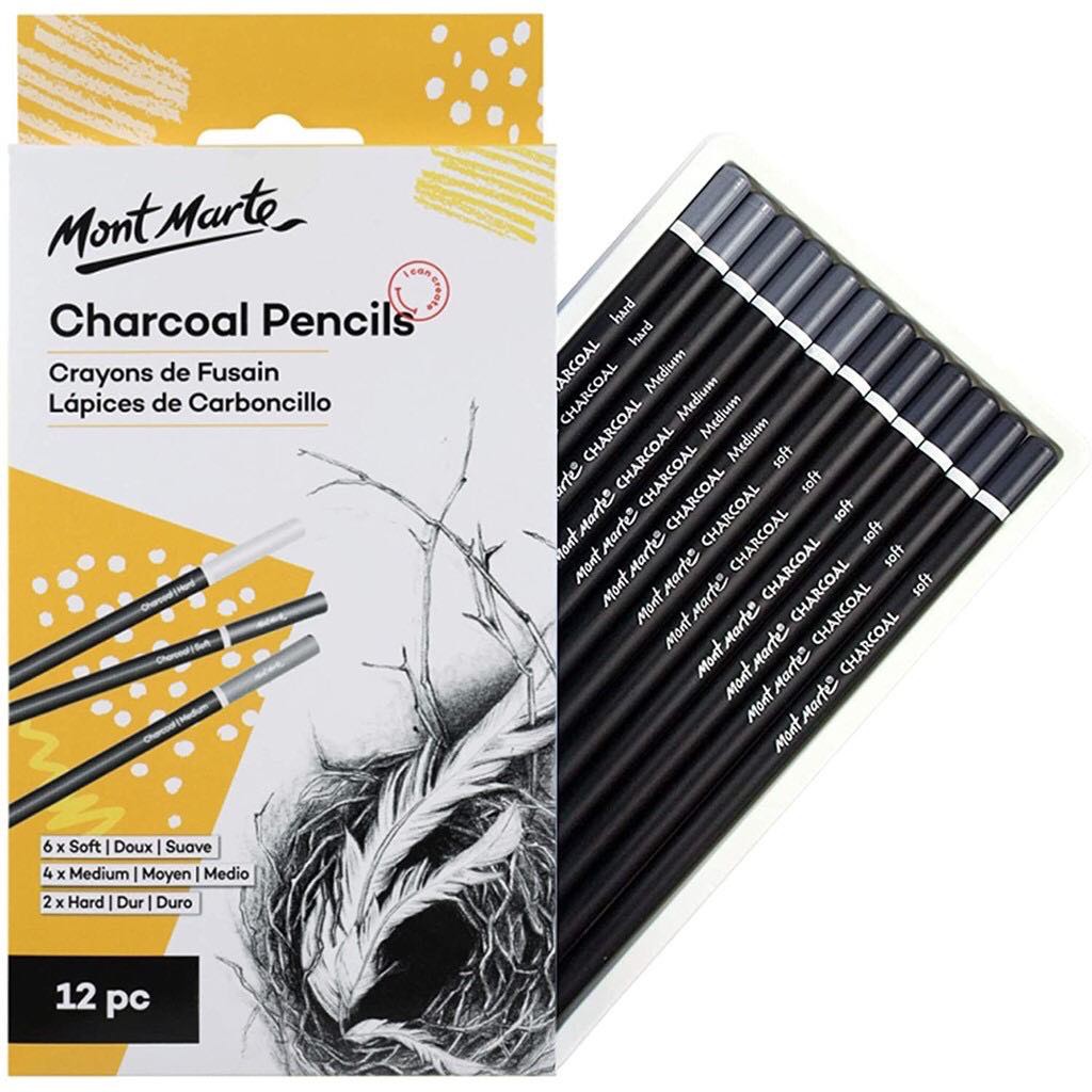Mont Marte 12pcs Charcoal Pencil Set | Shopee Philippines