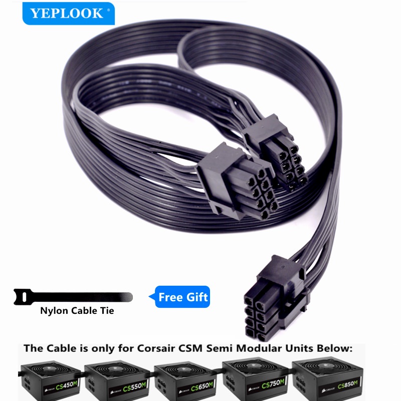 PCIe 8Pin to Dual 8Pin 6+2Pin GPU PSU Cable 60+20cm For Corsair CSM ...