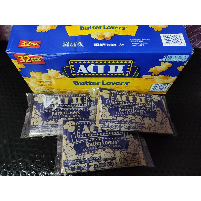 ACT II Butter Lovers Microwave Popcorn 78g | Shopee Philippines