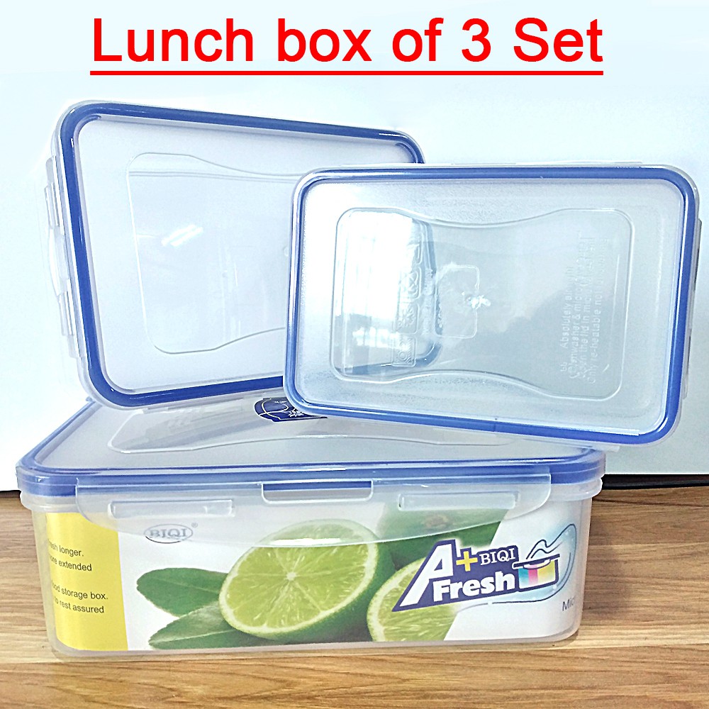 Lunch Box Tupperware 3 Pieces Food Container Box Set With Lock Lids A03 ...