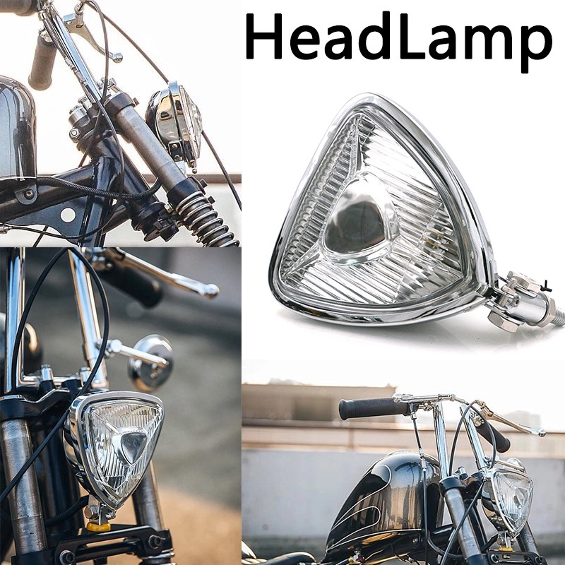 Universal Motorcycle Headlamp Triangle HeadLight for Harley Motorcycle ...