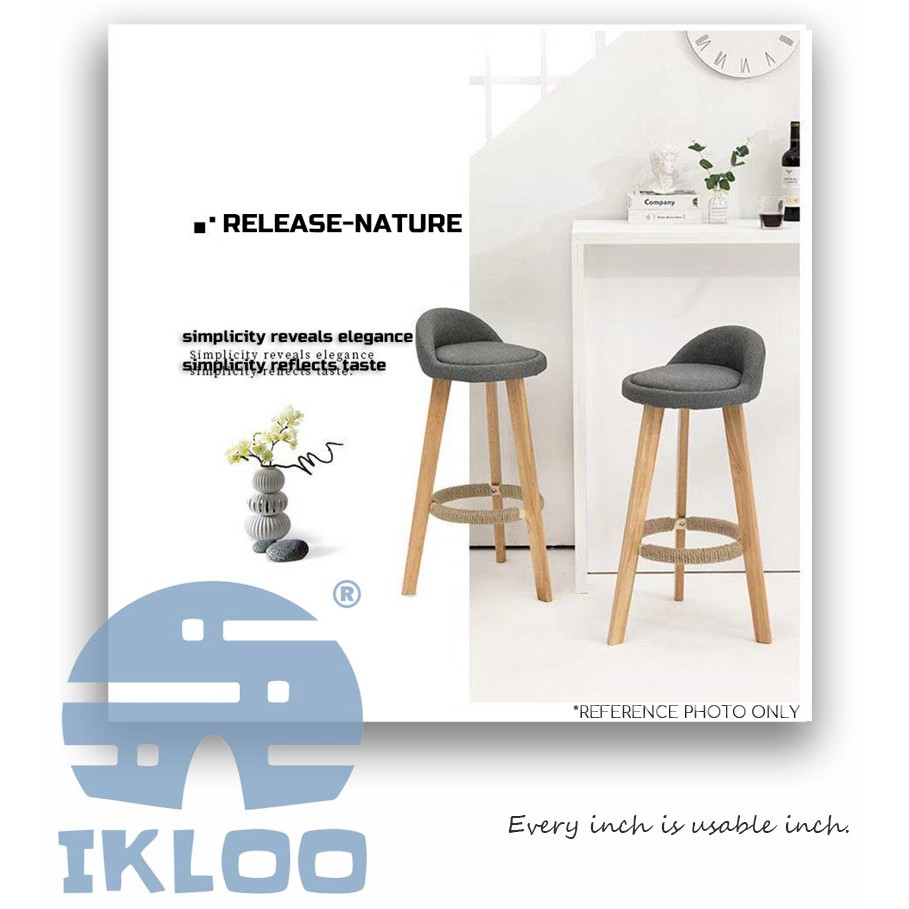 Ikloo nordic wood high stool high chair bar stool 60cm/70cm | Shopee Philippines