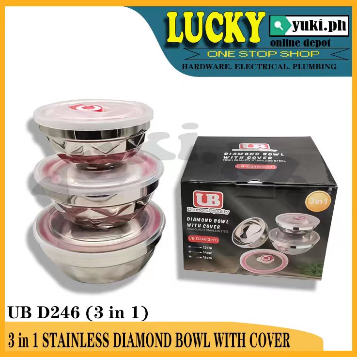 UBD246 3 IN 1 STAINLESS STEEL DIAMOND BOWL WITH COVER ( UNIBEST ...