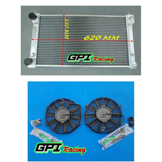 2 Core Aluminum Radiator & 2xfans for VW GOLF MK1 MK2 GTI/SCIROCCO 1.6 ...