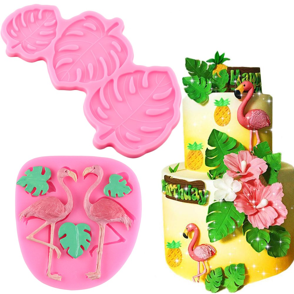Tropical Theme Fondant Mold Flamingo Turtle Leaf Candy Chocolate ...