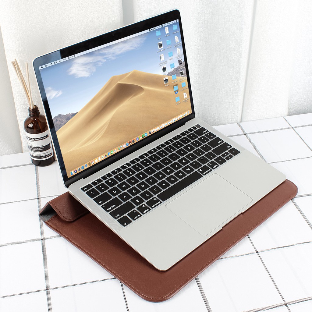 New Dark Green Leather Envelope Bag For Laptop 2022 M1 M2 Air Pro 11 6