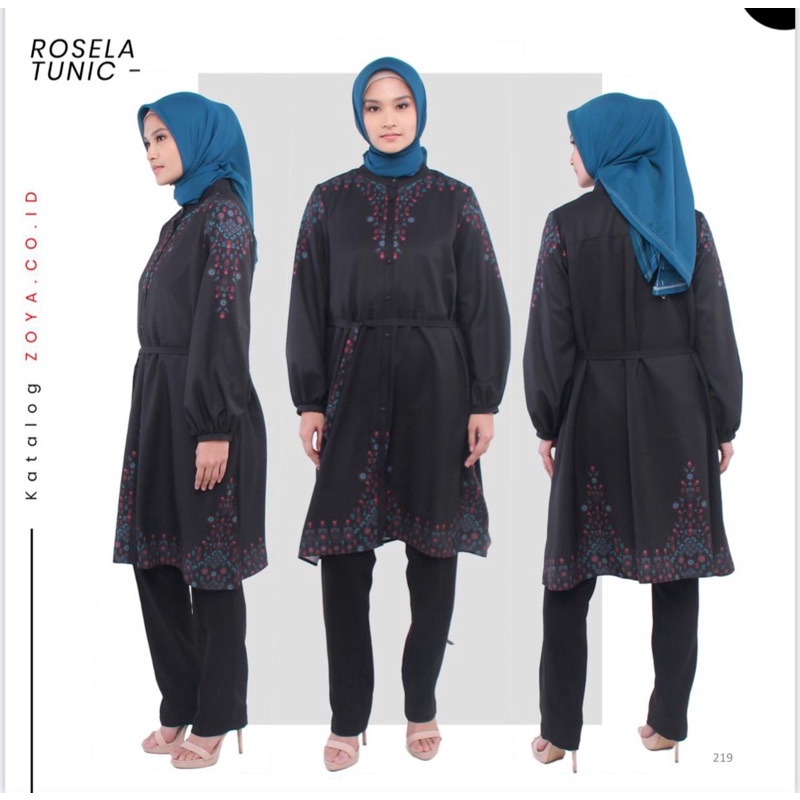 Zoya Women's Muslim Clothing Tunic Rosela Tunic Black | Shopee Philippines