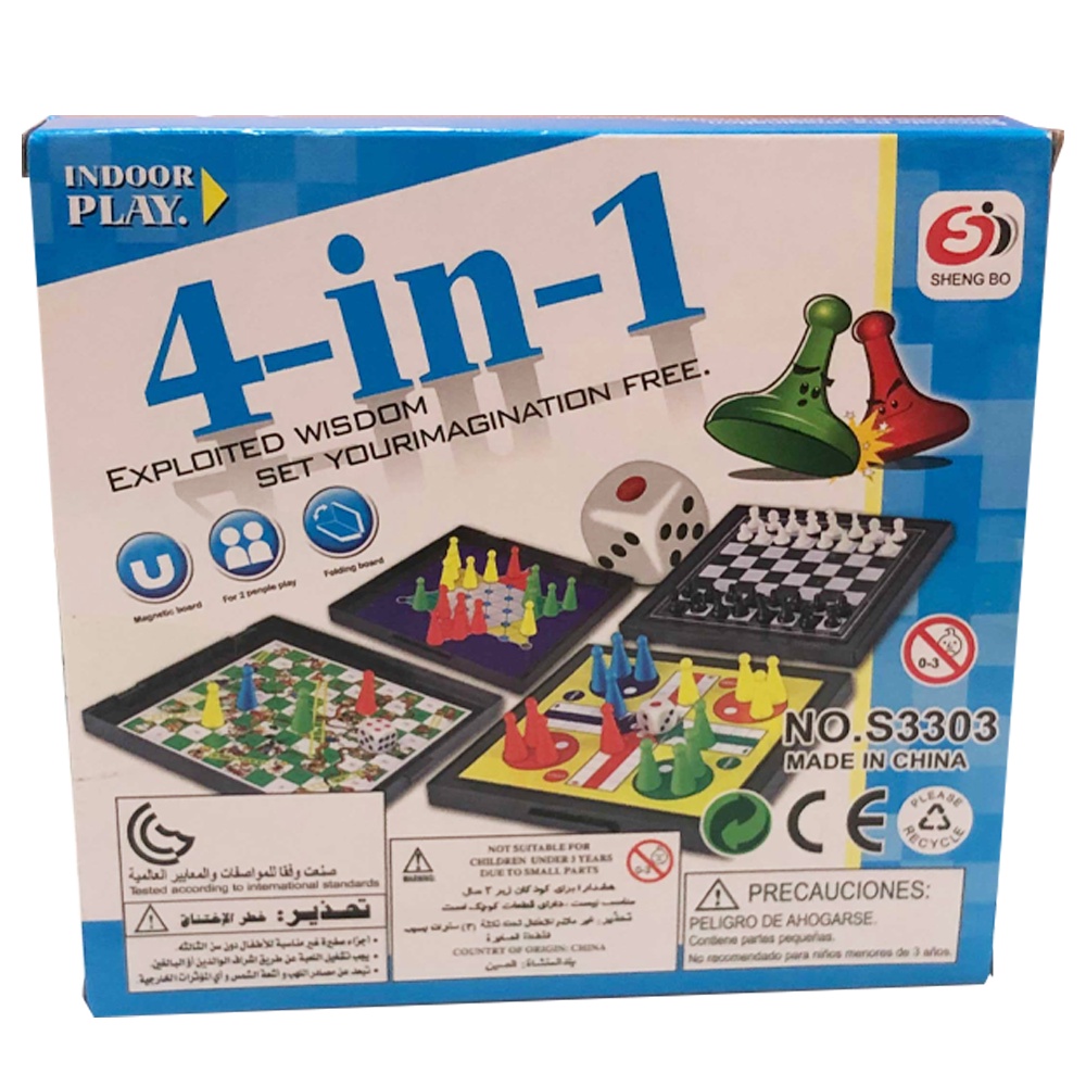 Monstermarketing 4-in-1 Classic Board Games Snakes Ladders/Chess/Etc ...