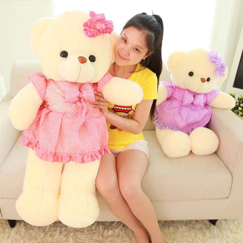 Creative cute hug teddy bear plush teddy bear large doll couple skirt ...