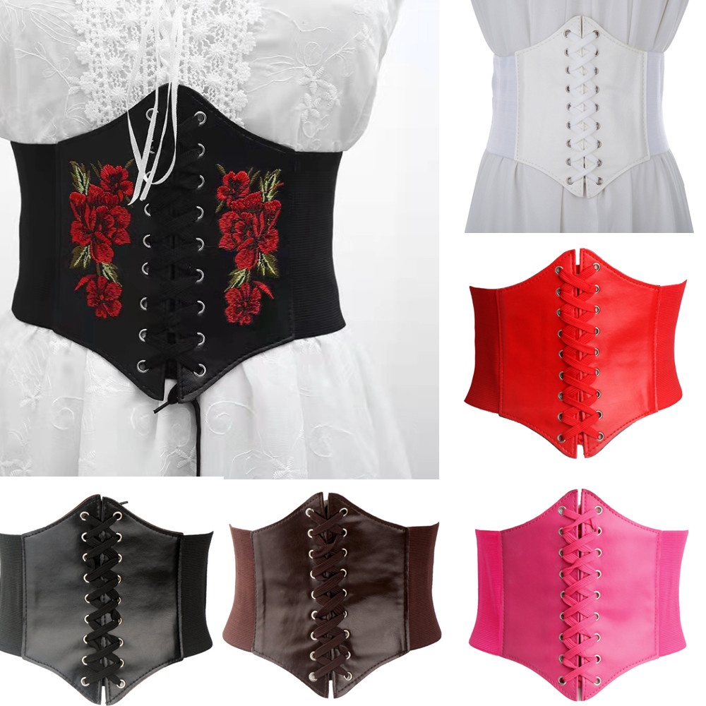 Corset Wide Pu Leather Slimming Body Belts For Women Elastic High Strap