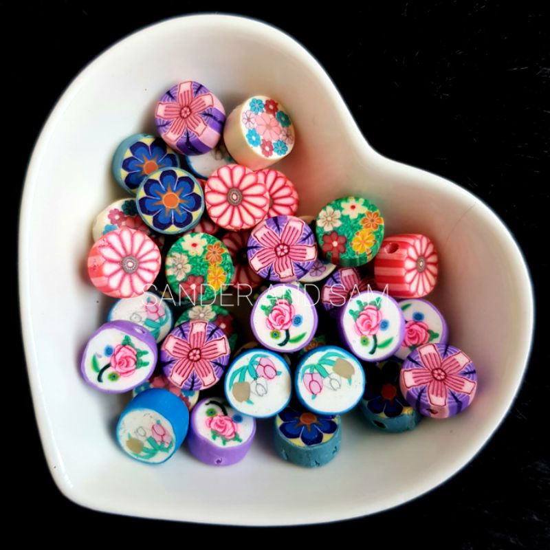 Polymer Flower FIMO Charms Beads Ornaments 10mm Assorted | Shopee ...