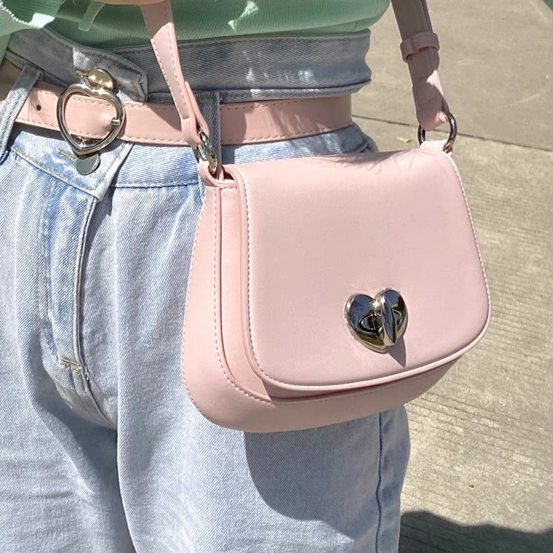 Sweet Girl Saddle Bag Solid Color Handbag Shoulder Bag Messenger Bag ...