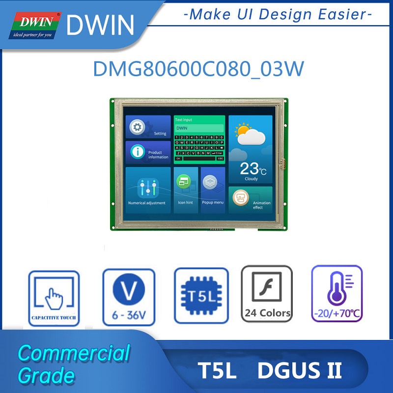 DWIN 8 Inch 800*600 Resolution 16.7 M Colors RGB Interface TFT LCD ...
