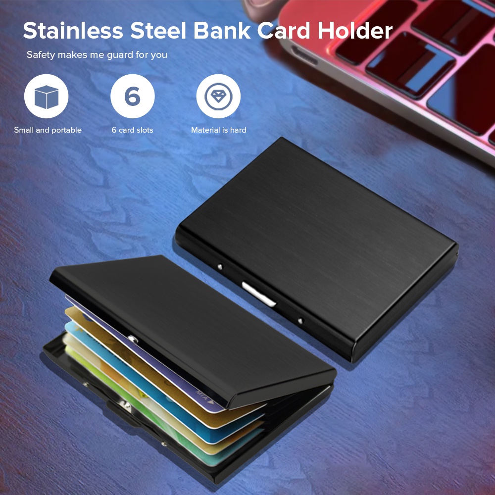 Card Holder Wallet Men Anti-scan Stainless Steel Case RFID Blocking ...