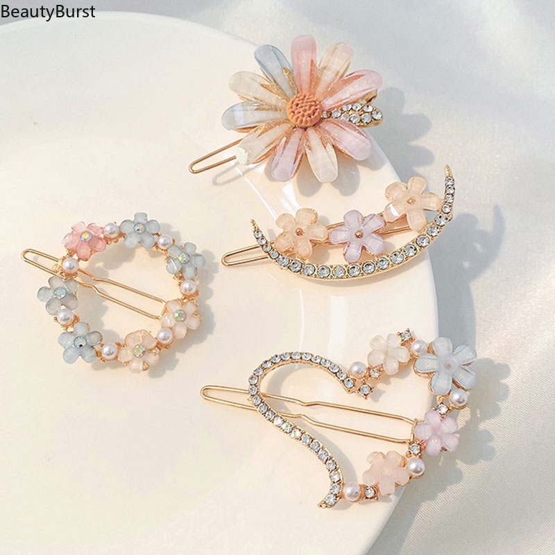 1Pcs Love Moon Flower Round Shape Flower Forest Crystal Hairpin for ...