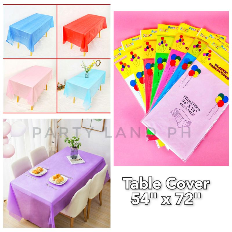 Plastic Disposable Plain Rectangular Plastic Table Cover Mat Birthday ...