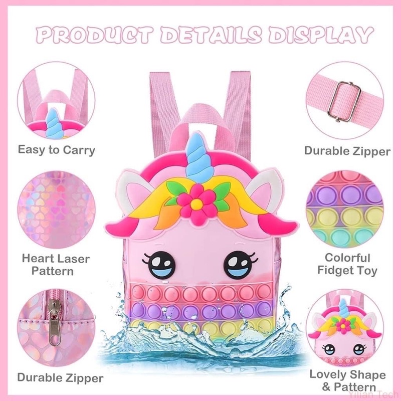 Large Pop It Backpack For Girls Fidget Pop Bag Stress Relief Bag ...