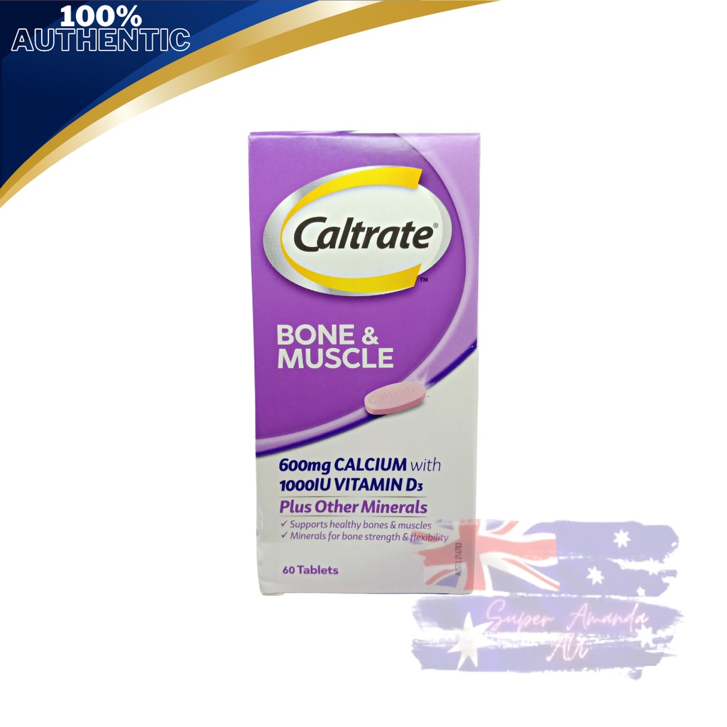 Caltrate Bone & Muscle 600mg Calcium 1000IU Vitamin D3 - 60 Tablets ...