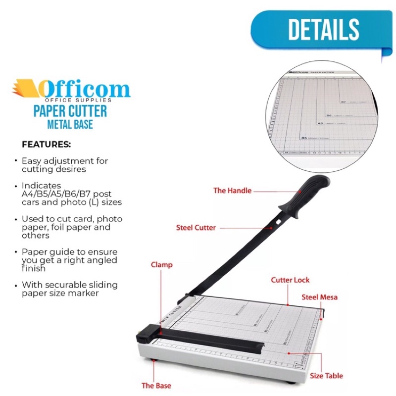 Officom Paper Cutter Metal Base A4 size | Shopee Philippines