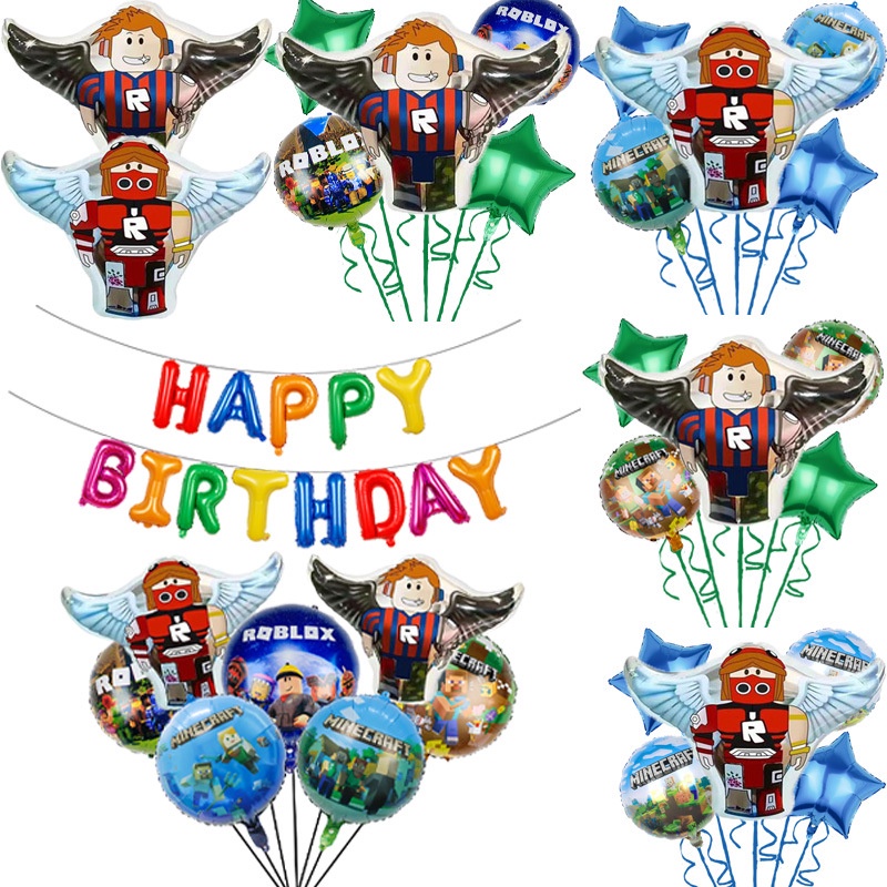 SQ3 Roblox Theme Foil Balloons Happy Birthday Party Decor Set ...
