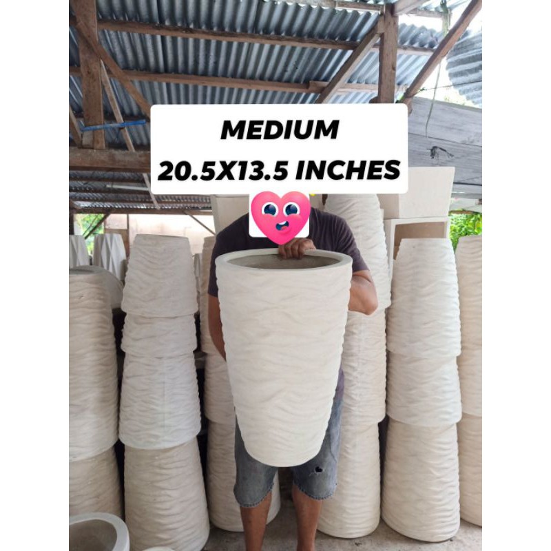 Wave pot (medium) (Fiber Stonecast)(1 pot per check out ) | Shopee ...