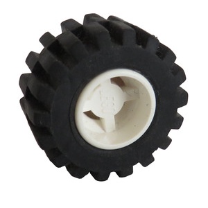 LEGO Black Tire (87697) - 21 x 12 Shallow Tread and 6014, White Wheel ...