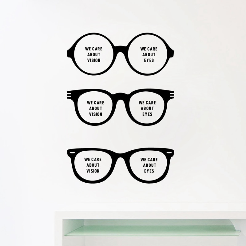 Glasses Optical Vinyl Wall Sticker Eye Care Store Decal Optical Shop ...