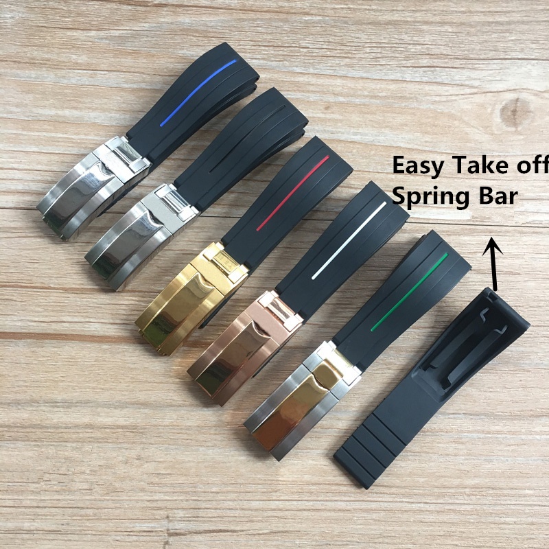 MERJUST New 20mm Black Soft Dustproof Silicone Rubber Watchband For ...