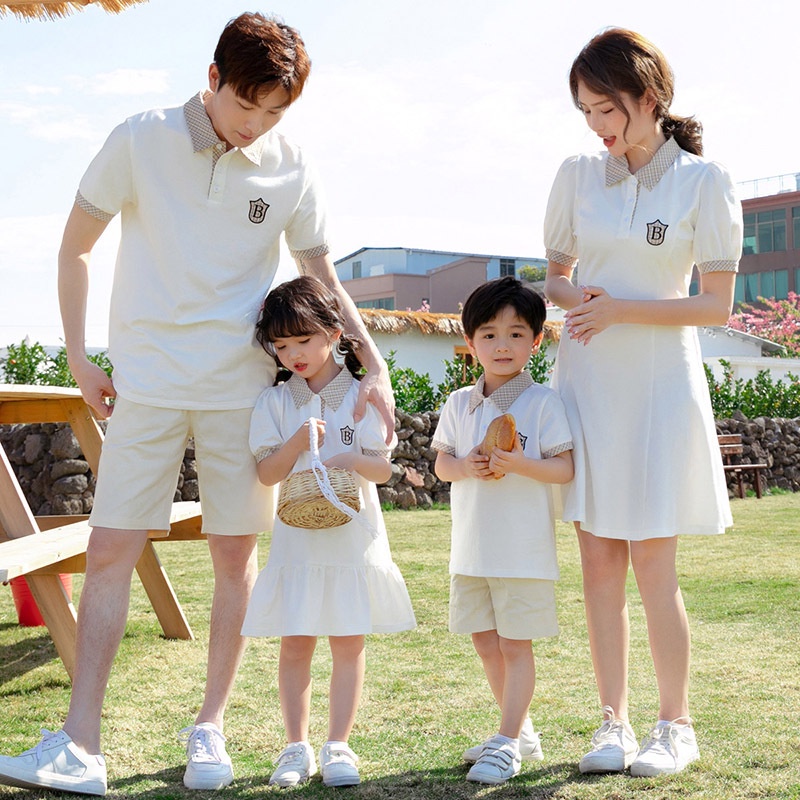 White Dress Fashion Polo Family Dresses Men Shirt Boy tshirt Women Girl ...