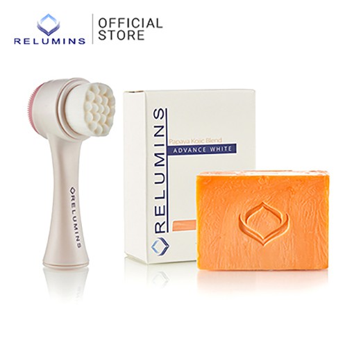 Relumins Exfoliating Face Brush and Relumins Papaya Kojic Soap | Shopee ...