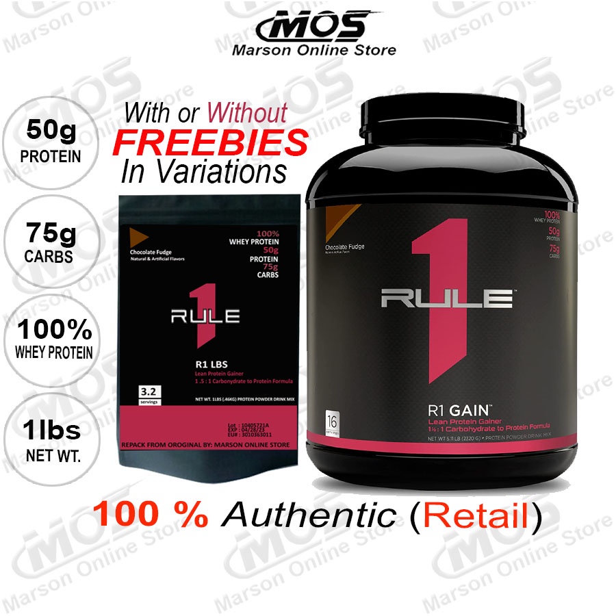 Rule One Proteins, 1lbs, R1 Gain - Chocolate Fudge, High-Protein Lean ...