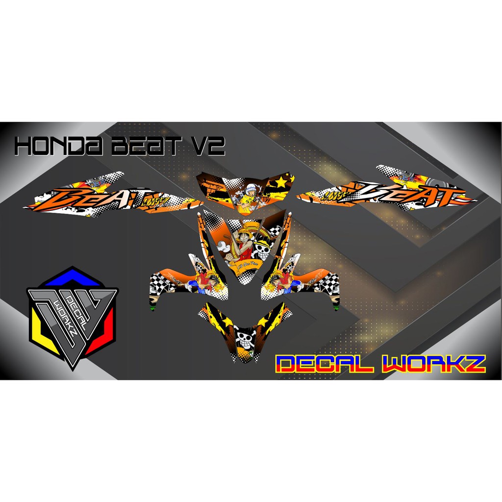 Honda Beat FI V2 Full Wrap Customized Decal Sticker Luffy & Law One ...