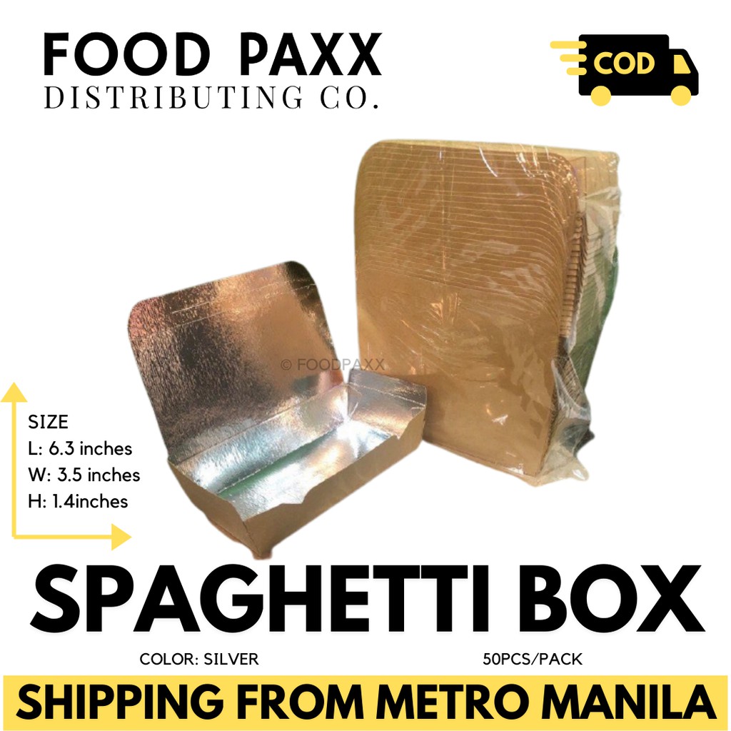 [50pcs] Spaghetti Meal Box silver laminated or white foldcote paper ...
