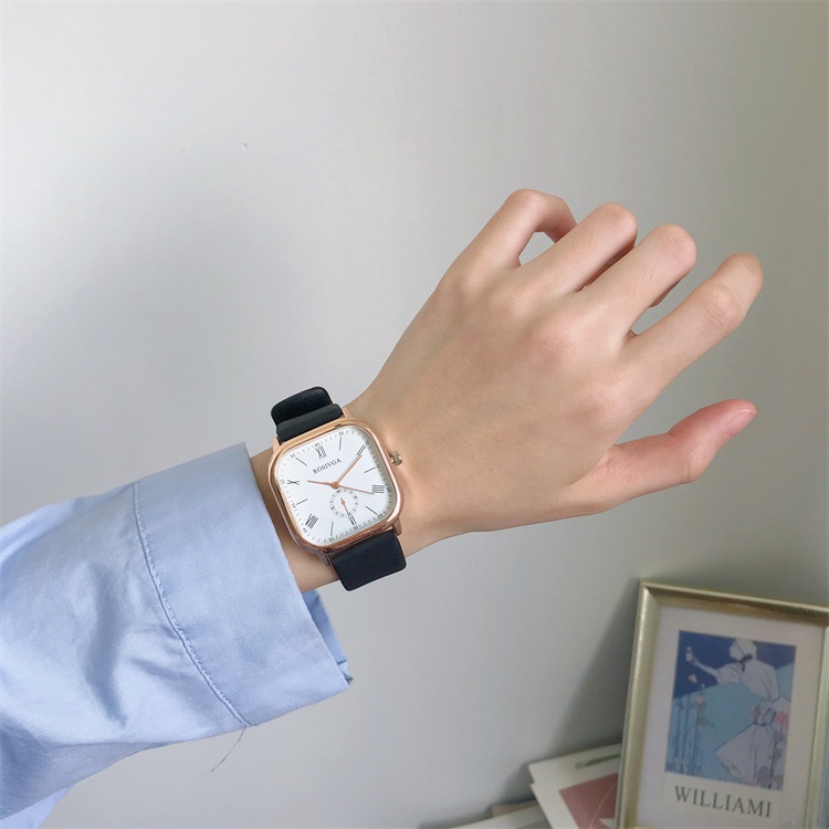 Simple Beautiful Square Quartz Watch Male and Female Students Retro ...