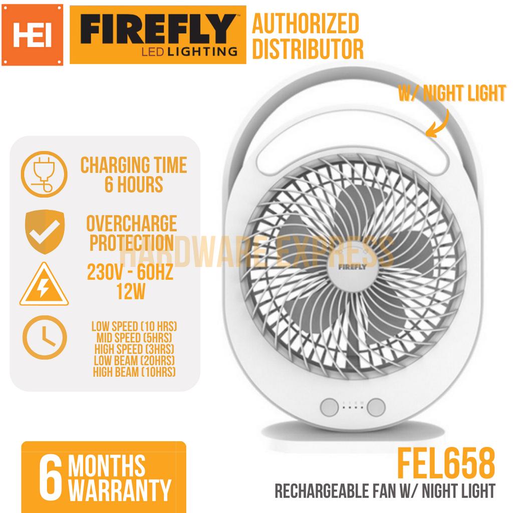 FIREFLY FEL658 Rechargeable Fan with Night Light | Shopee Philippines