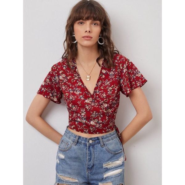 TREND SY FLOR KNOT SIDE WRAP BLOUSE(100% ORIGINAL-SHIPS IN 15 DAYS ...