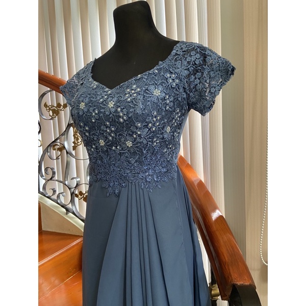 Dusty Blue Mother of the Bride Gown/ Principal&Secondary Sponsor Dress/ Ninang Gown | Shopee ...