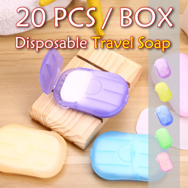 20 pcs/box Travel Disposable Soap Tablets Boxed Soap Paper Portable ...