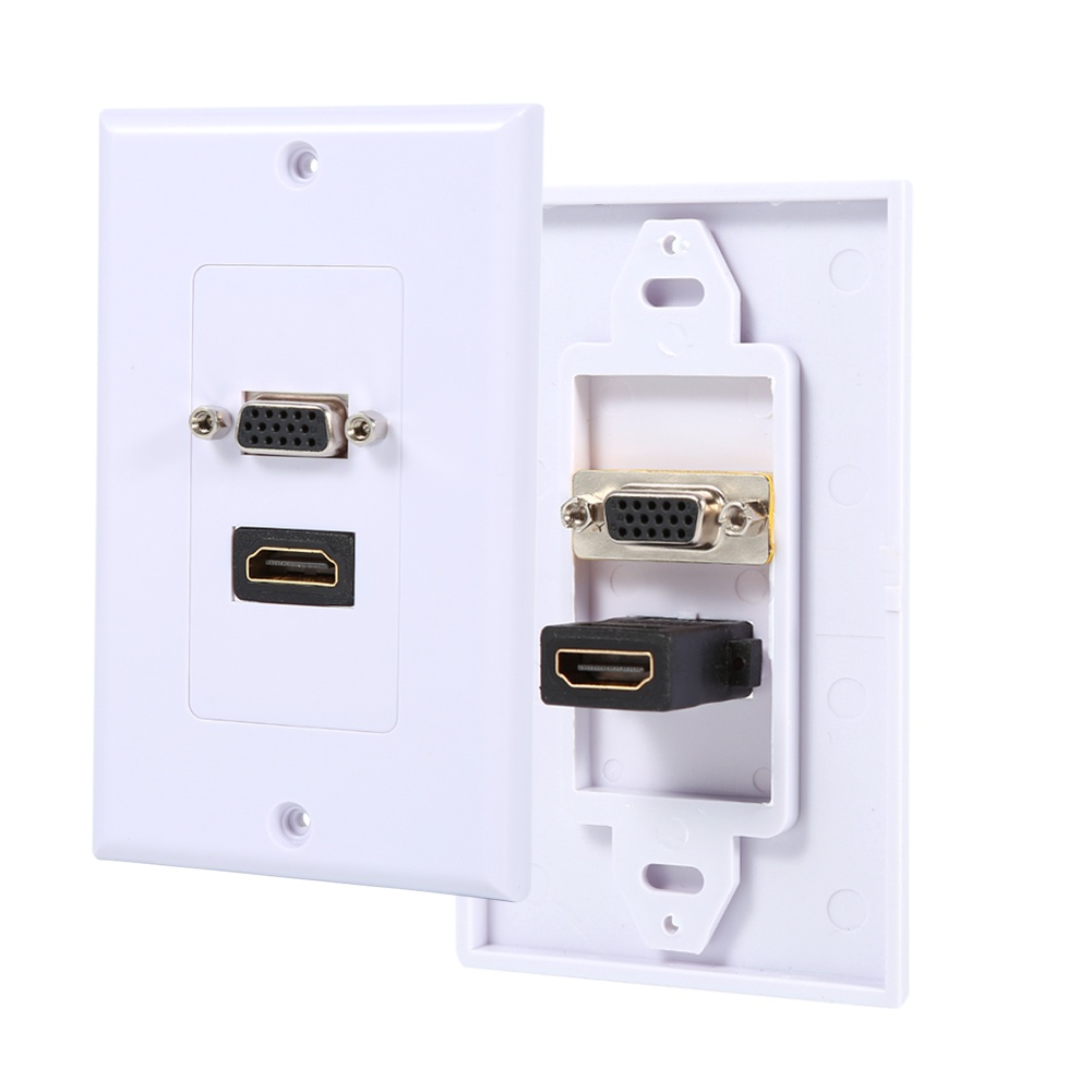[VIVIWINS] 1 Port HDMI Female + VGA AV Wall Outlet Video Socket Face ...