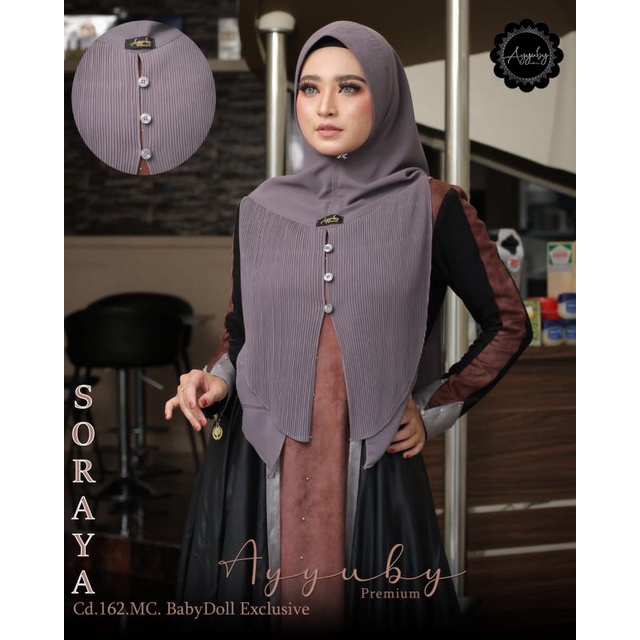 SORAYA HOODIE HIJAB WITH PLISKET BUTTONS, CERUTY BABYDOLL MATERIAL ...